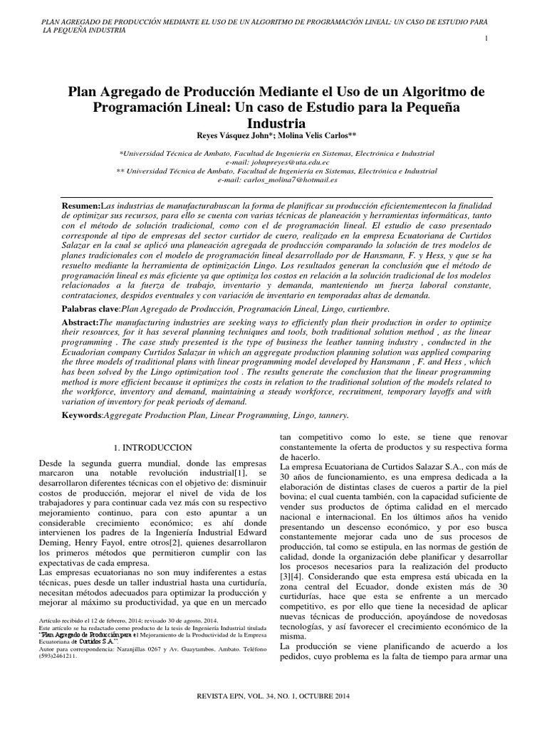 paper | PDF | Programación lineal | Inventario