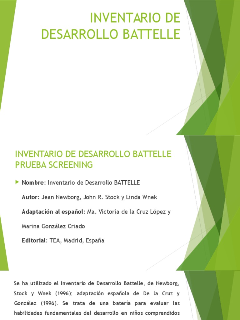 Inventario de Desarrollo Battelle | PDF | Educación primaria | Sicología