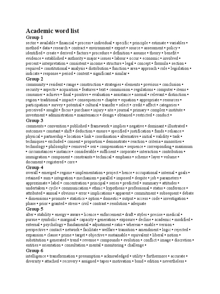 Academic Word List | PDF | Evaluation | Science