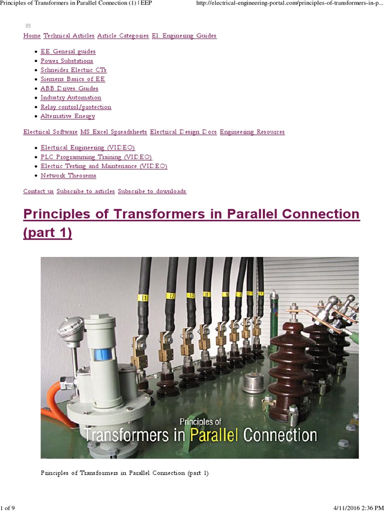 Parallel Transformer Different Conditions | PDF | Transformer | Series ...