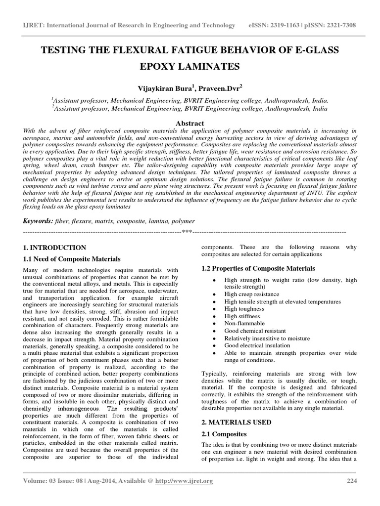 Testing The Flexural Fatigue Behavior of E-Glass Epoxy Laminates | PDF ...