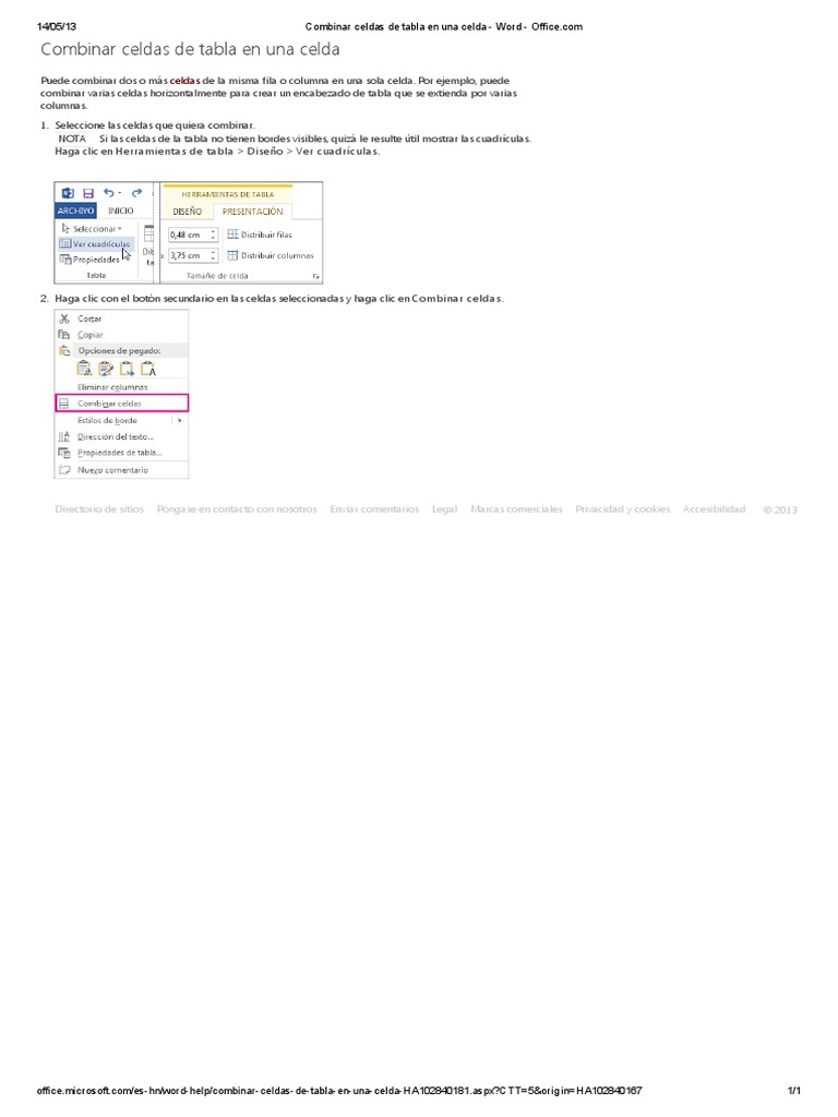 Combinar Celdas de Tabla en Una Celda - Word - Office | PDF | Informática | Software