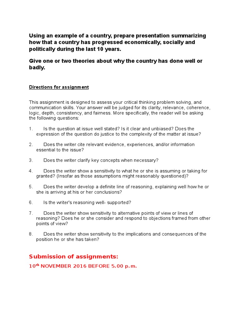Directions For Assignment: Submission of Assignments | PDF