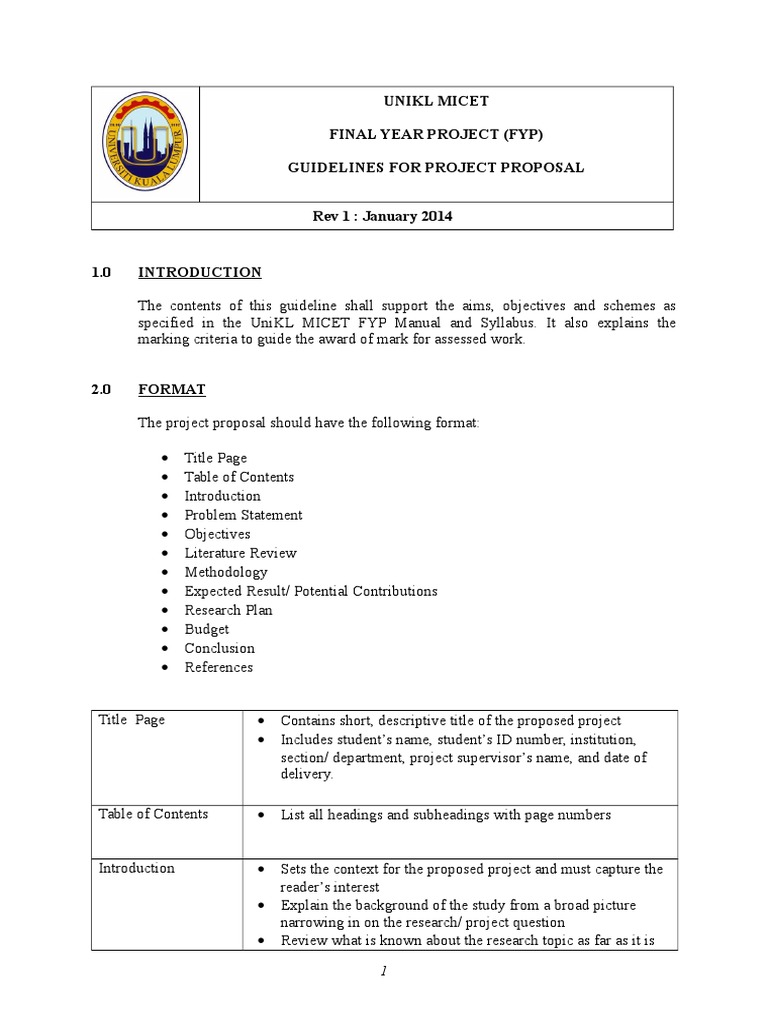 FYP Proposal Guidelines | Science | Cognition | Free 30-day Trial | Scribd