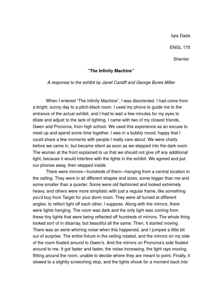 Reflection on "The Infinity Machine" | PDF | Mirror | Outer Space