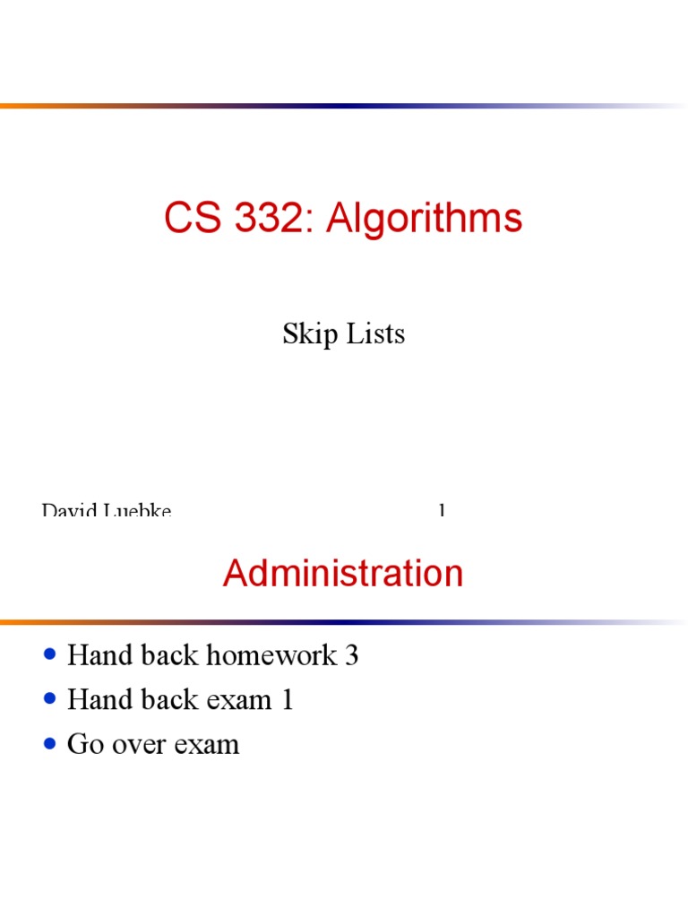 CS 332: Algorithms: Skip Lists | PDF | Information Retrieval ...