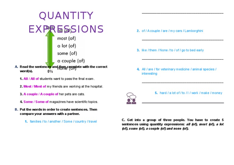 Quantity Expressions Worksheet | PDF