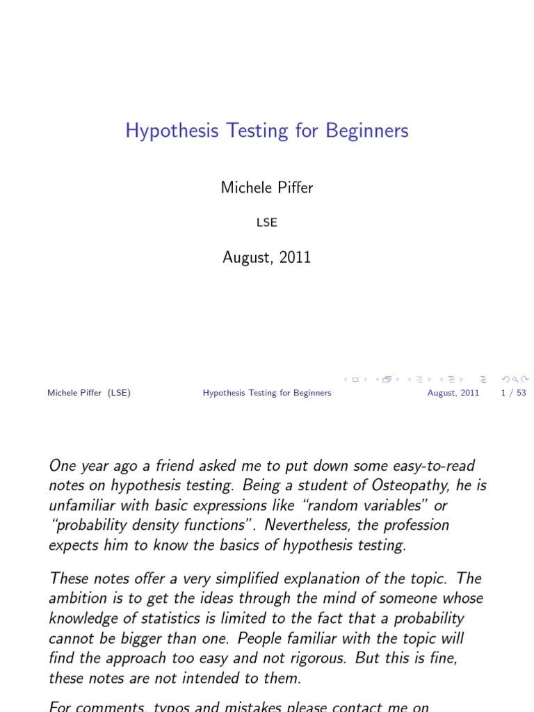 HT For Beginners | PDF | Probability Density Function | Normal Distribution