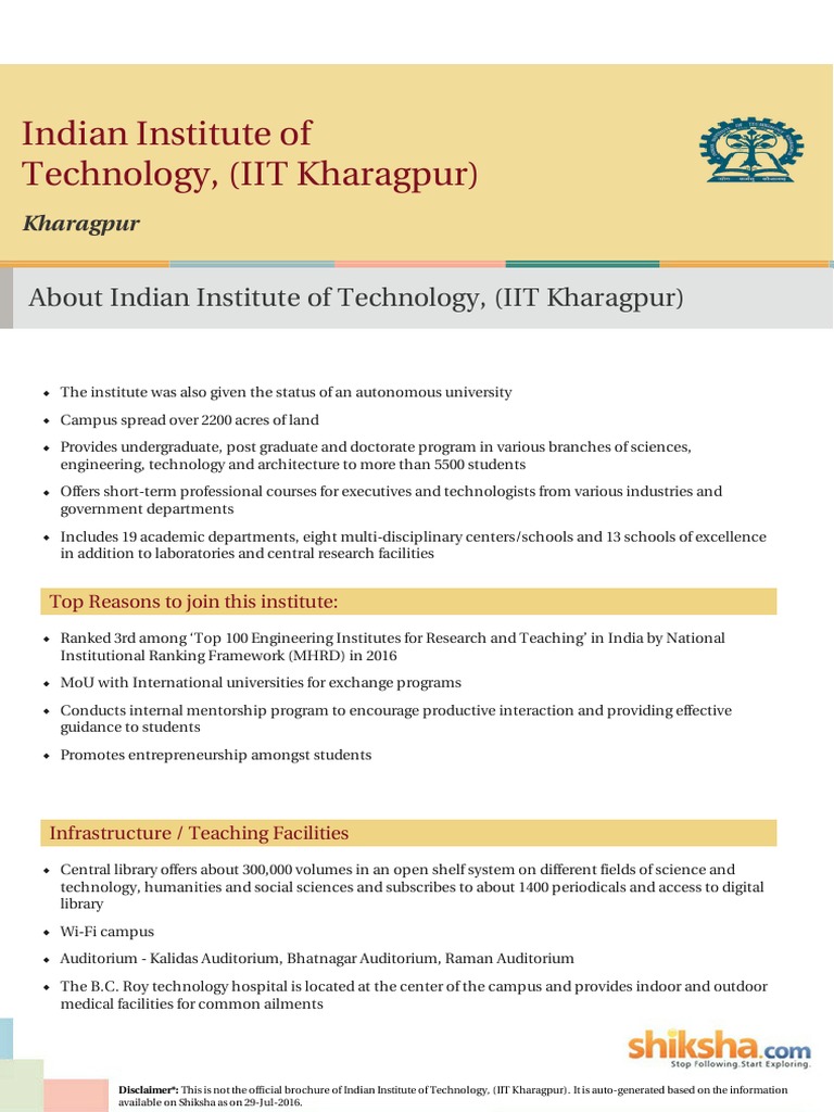 Indian Institute of Technology IIT Kharagpur | PDF | Academia | Higher ...