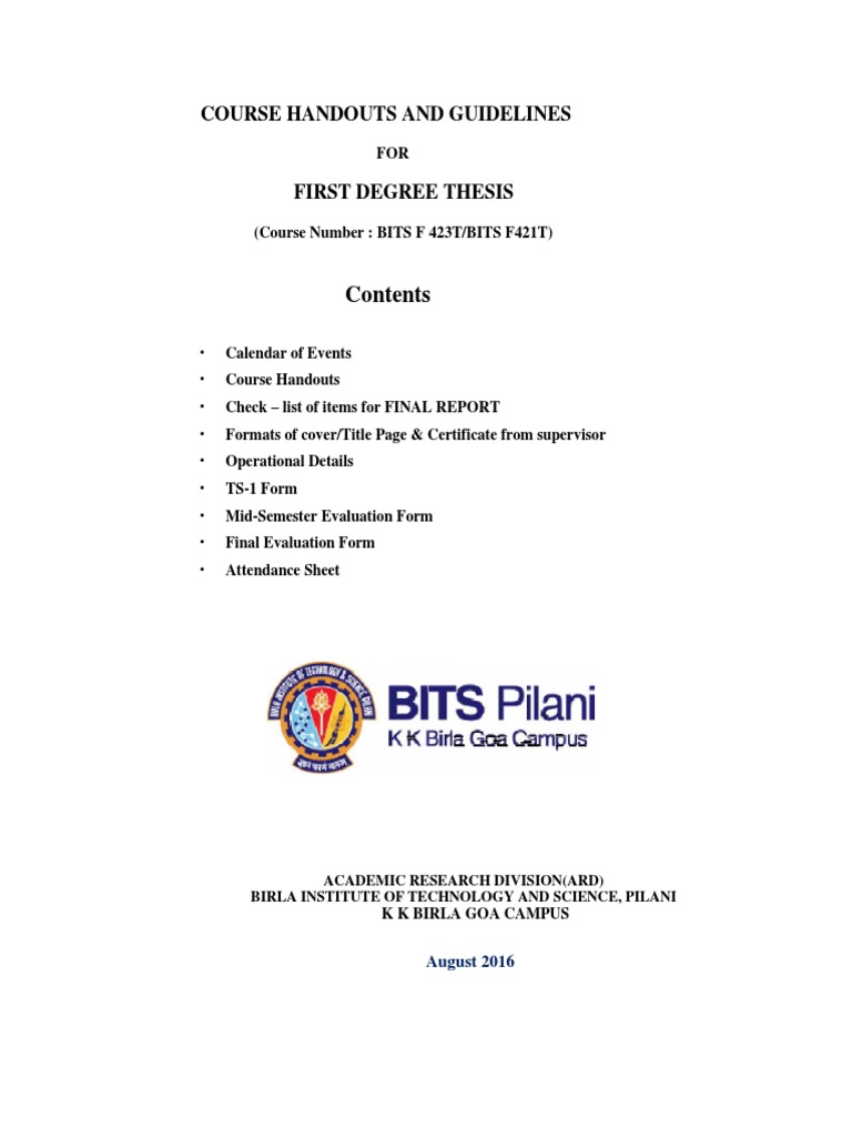 Course Handouts and Guidelines: August 2016 | PDF | Thesis | Abstract ...