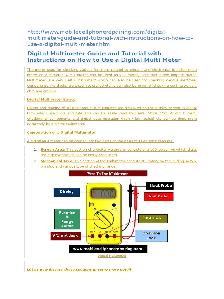 Digital Multimeter Guide and Tutorial With Instructions On How To Use A ...