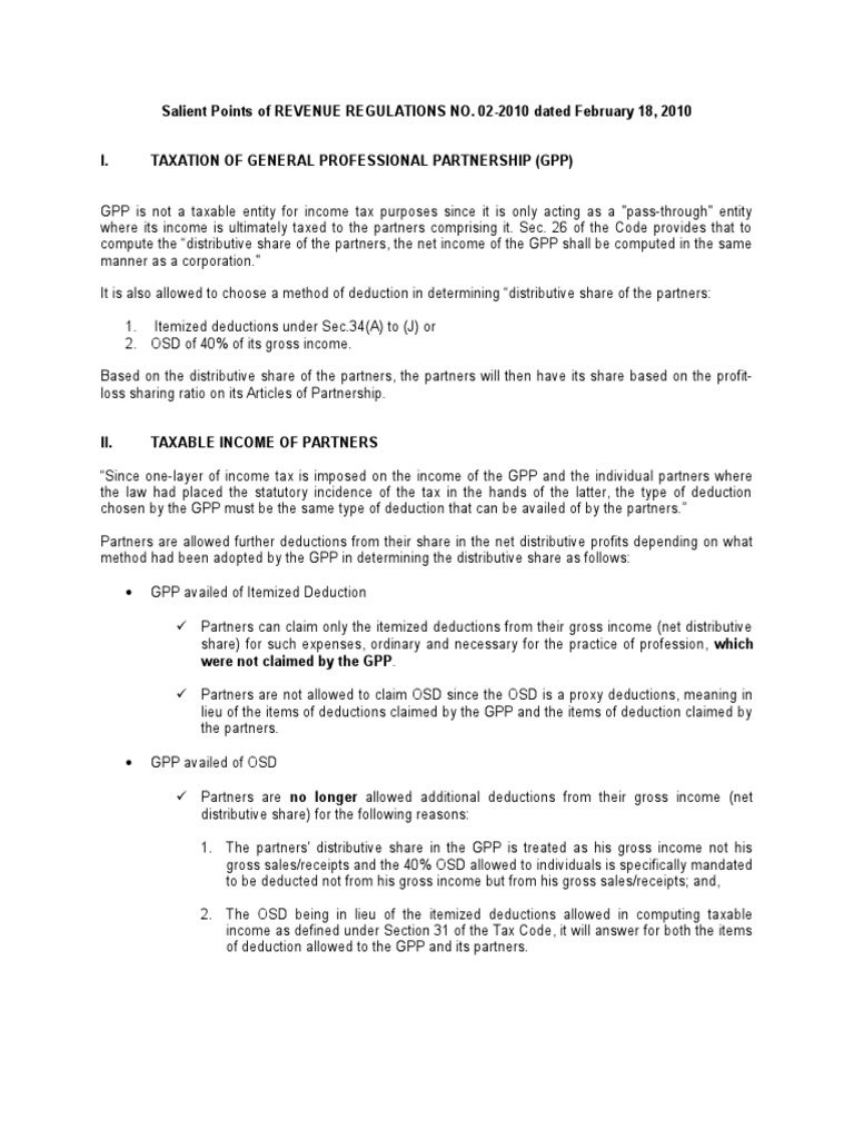GPP Taxation and Deductions Overview | PDF | Tax Deduction | Gross Income