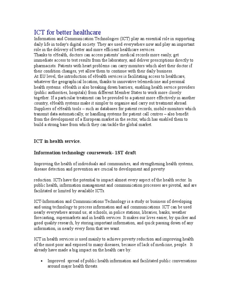 ICT Enhancements in Healthcare Delivery | PDF | Internet Access ...
