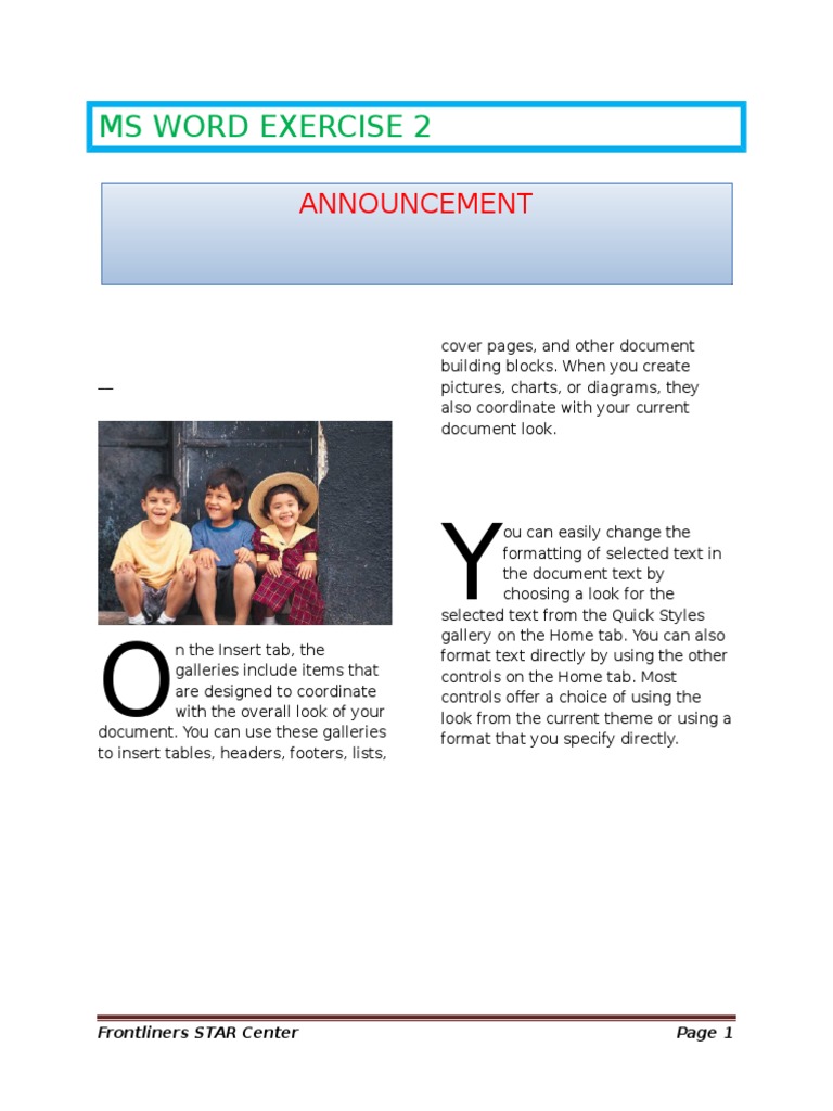 Ms Word Exercise 2: Announcement | PDF