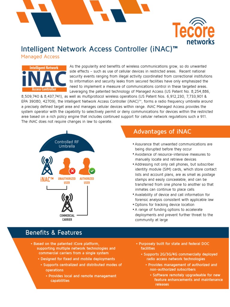 Tecore Networks - Data Sheet - InAC | PDF | Mobile Phones | Wi Fi