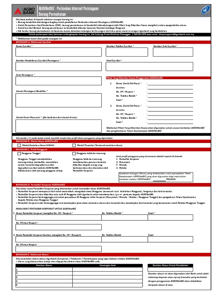 Agronetbiz Application Form Bahasa | PDF