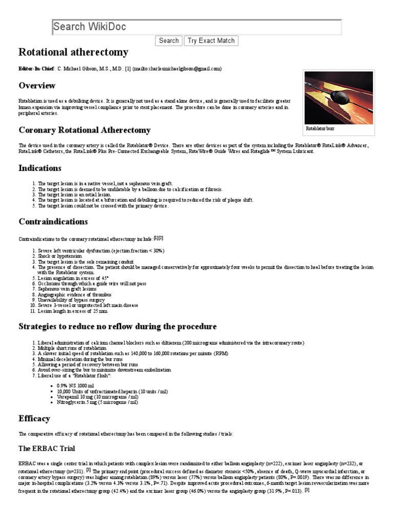 Rotational Atherectomy - Wikidoc | PDF | Percutaneous Coronary ...