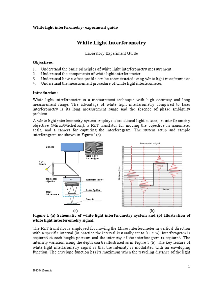 White Light Interferometry_lab Guide | Interferometry | Optics