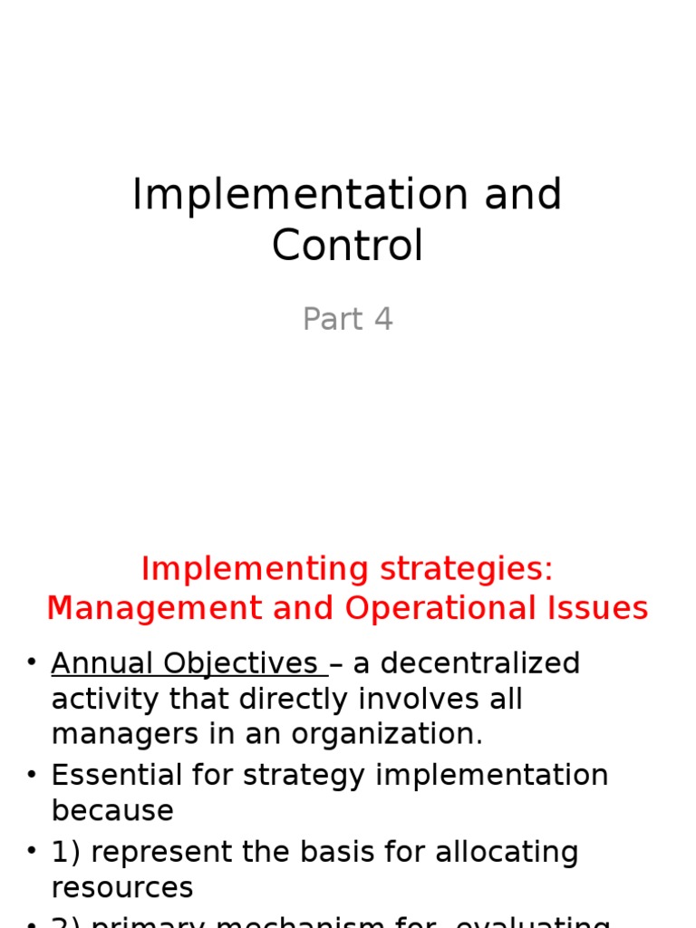 Implementation and Control | PDF | Strategic Management | Competition