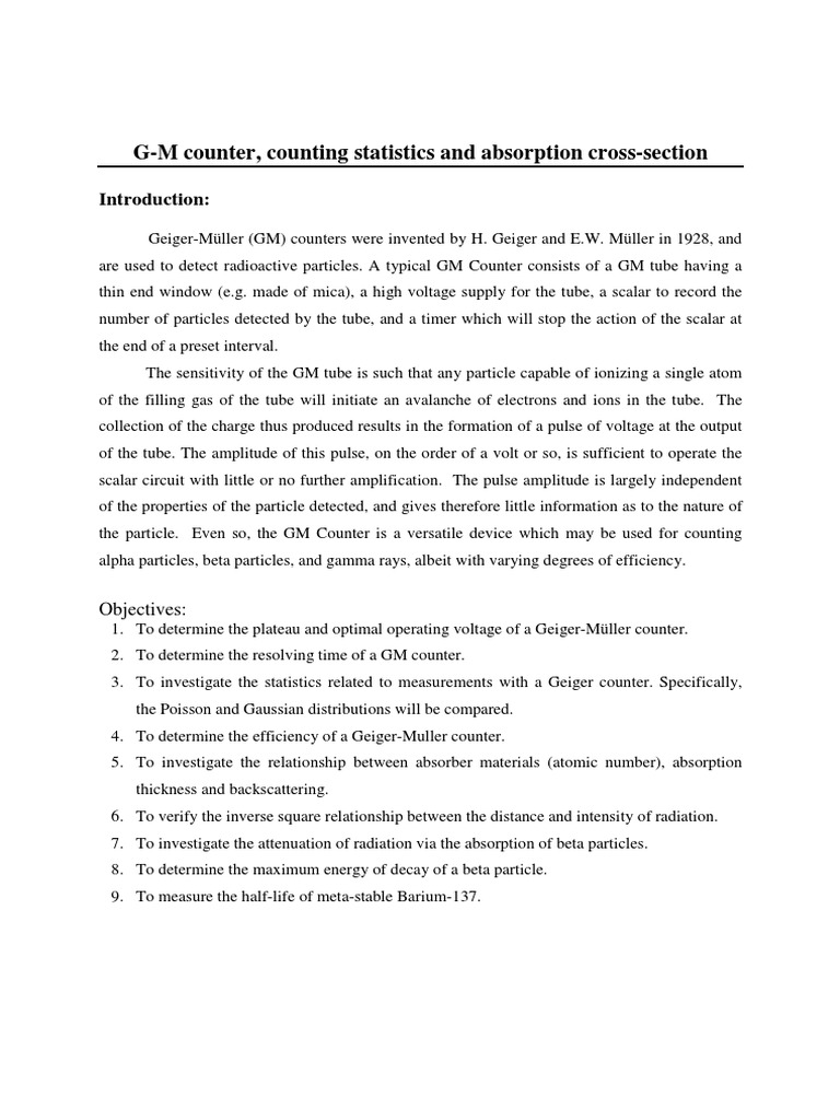 GM Counter Manual | PDF | Radioactive Decay | Normal Distribution