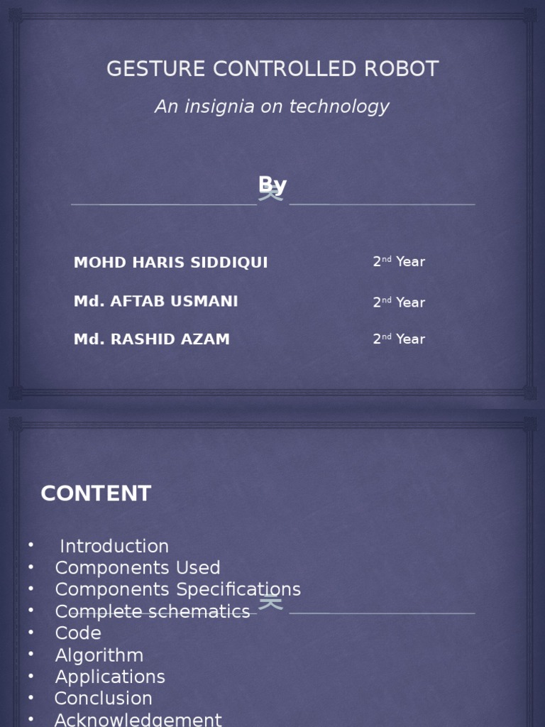 Presentation On Gesture Controlled Robotic Arm | PDF | Transmitter ...