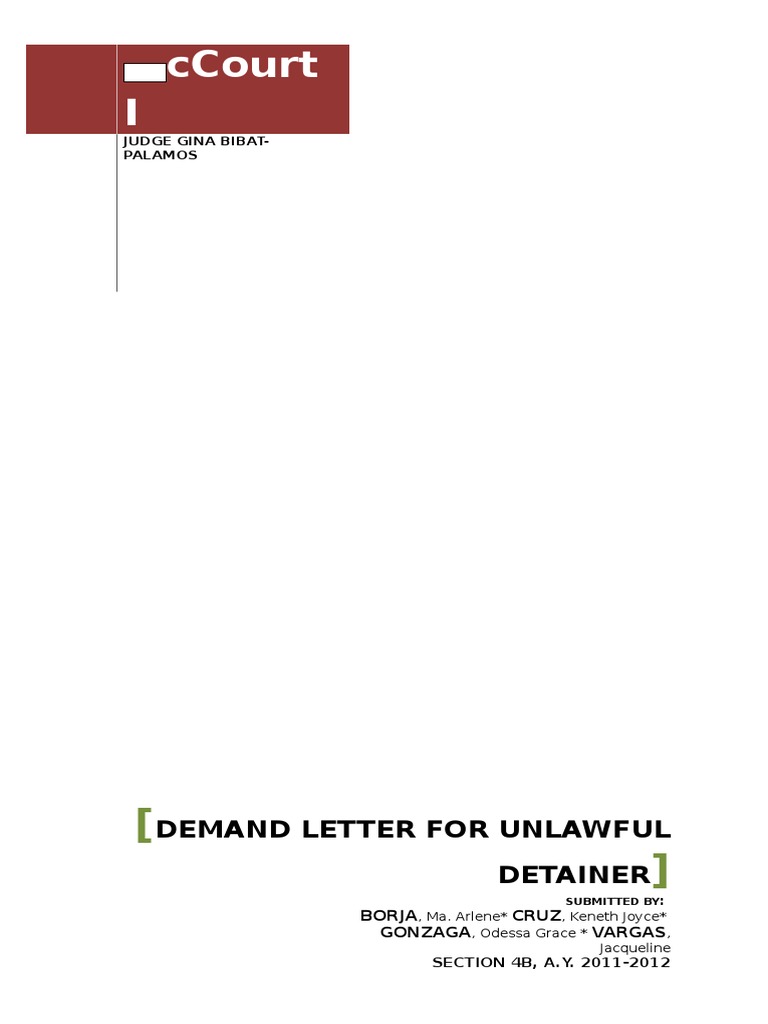 Ccourt I: Demand Letter For Unlawful Detainer | PDF | Justice | Crime ...