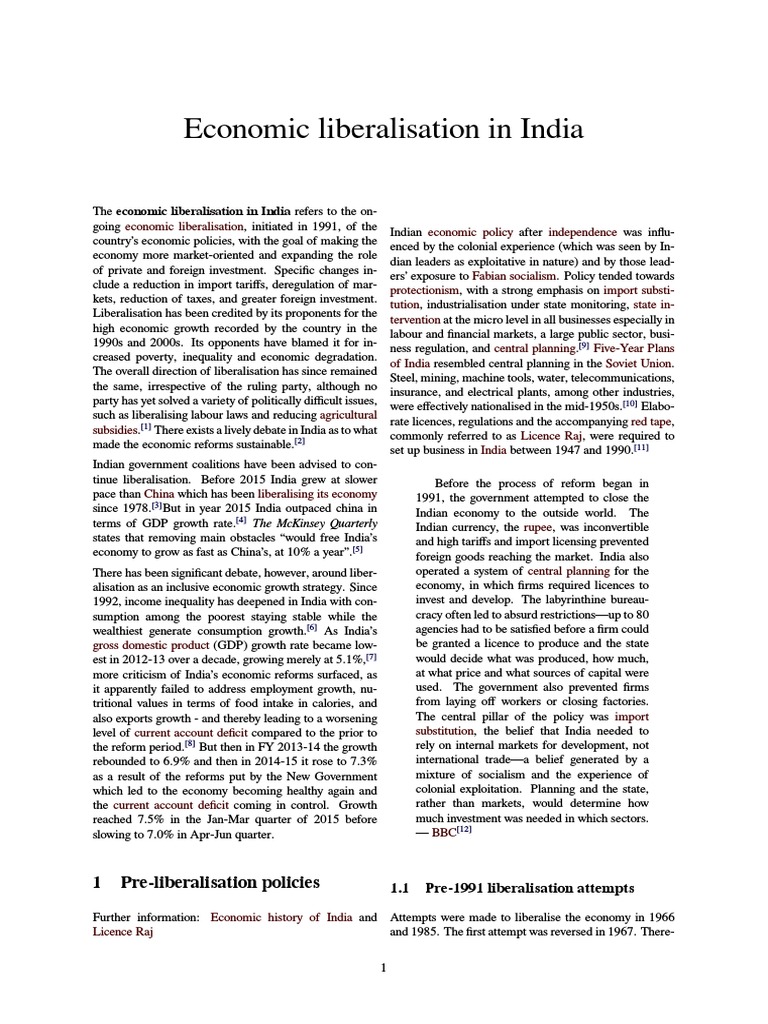 Economic Liberalisation in India | PDF | Economies | Government