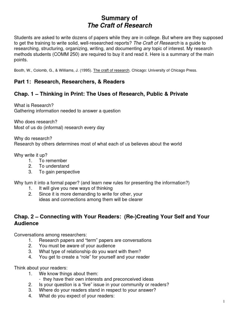 Craft of Research | Argument | Question