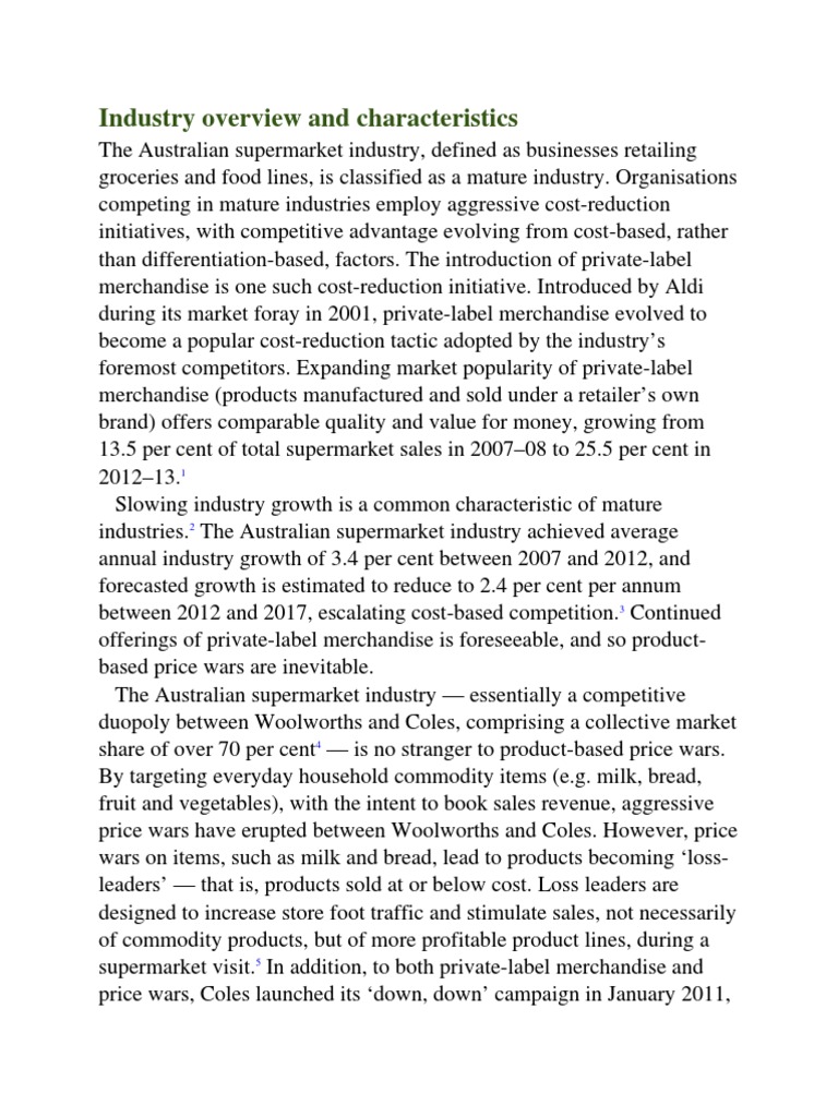 Case Study in Supermarkets in Australia | PDF | Supermarket | Grocery Store