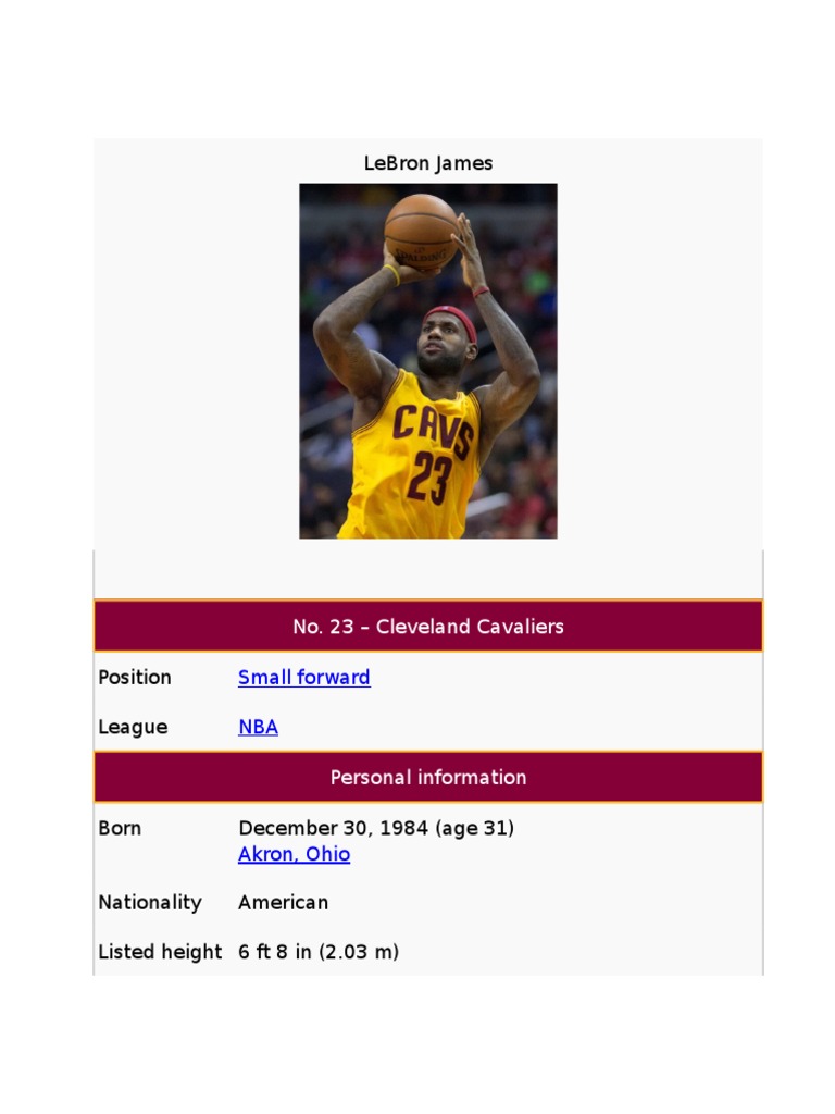 LeBron James | PDF | Le Bron James | National Basketball Association