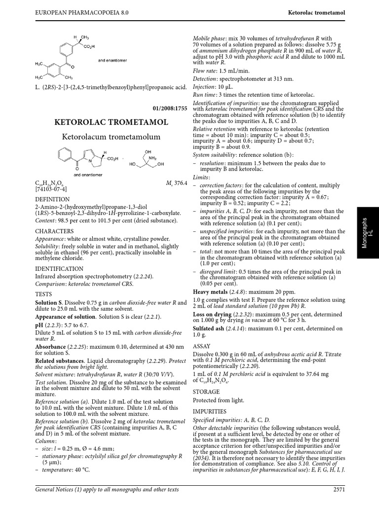 Ketorolac Trometamol EP8.6 | Solution | Chromatography
