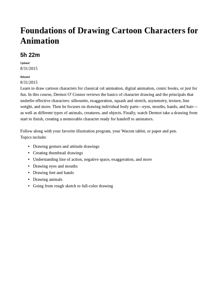 Foundations of Drawing Cartoon Characters For Animation | PDF | Drawing ...