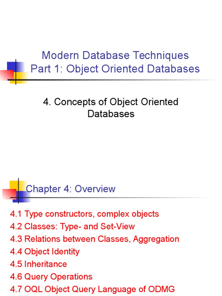 Modern Database Techniques Part 1 Object Oriented Databases Pdf Inheritance Object