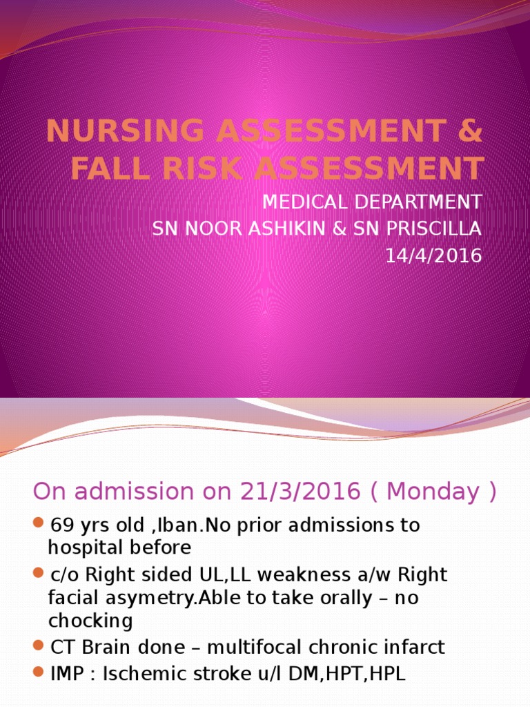Nursing Assessment & Fall Risk Assessment | PDF