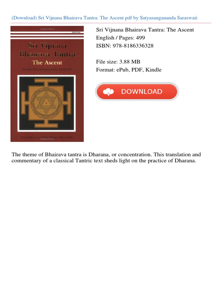 (Download) Sri Vijnana Bhairava Tantra: The Ascent PDF by Satyasangananda Saraswati | PDF ...