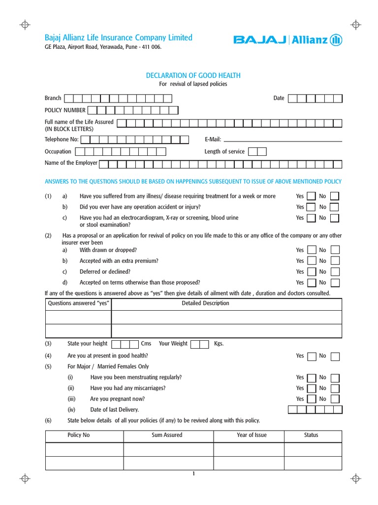 Good Health Declaration PDF | PDF | Misrepresentation | Life Insurance