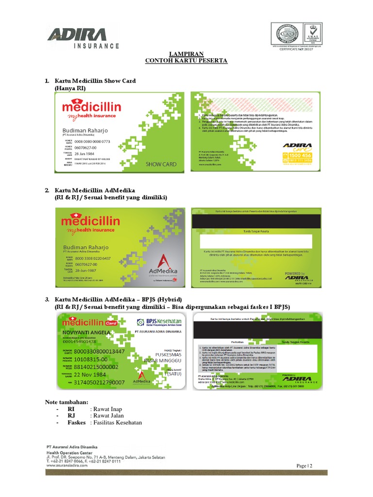 Informasi Jenis Kartu Medicillin PDF TTD II | PDF