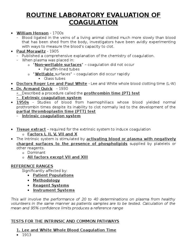 4. Routine Laboratory Evaluation of Coagulation.docx | Coagulation ...