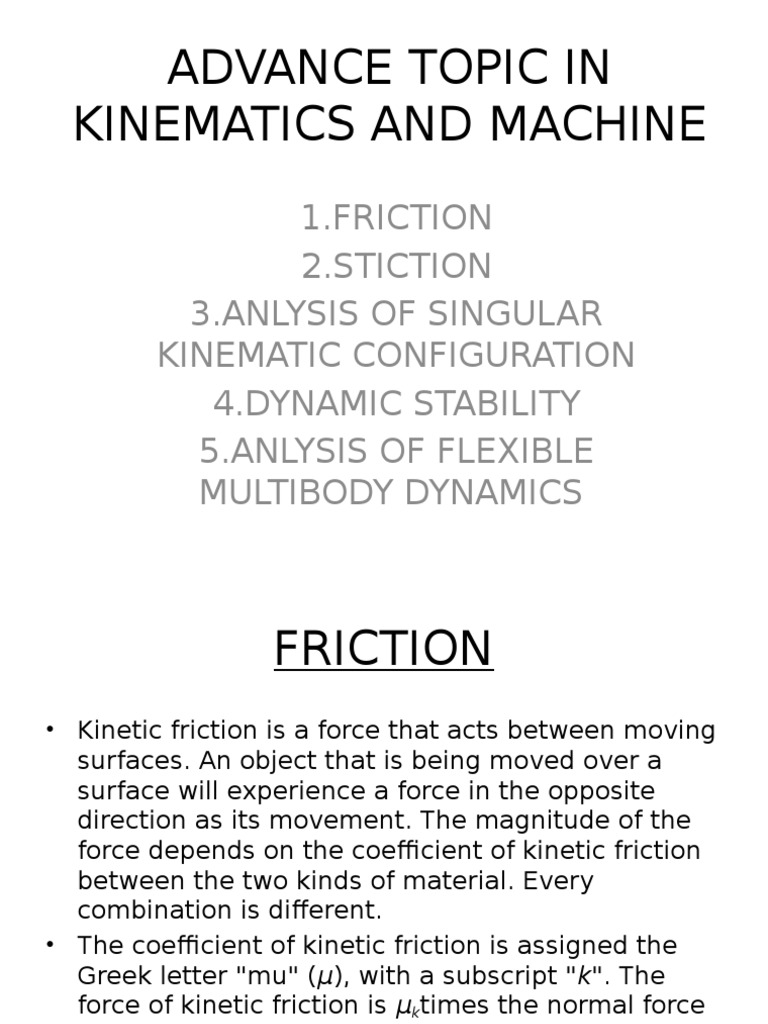 Advance Topic in Kinematics and Machine | PDF | Friction | Applied And ...