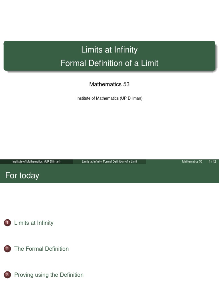 M53 Lec1.3 Limits at Infinity Formal Definition | PDF | Limit ...