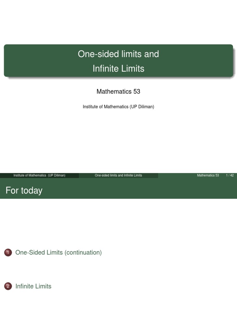 M53 Lec1.2 One-Sided2 Infinite Limits | PDF | Infinity | Limit ...
