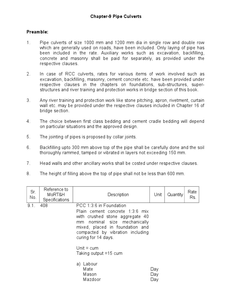 Chapter-9 Pipe Culverts | PDF | Masonry | Concrete