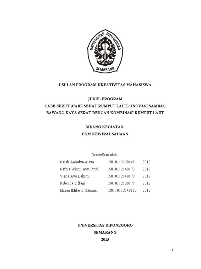 Proposal PKMK - Cabe SERUT - Najah Anindya - Undip | PDF