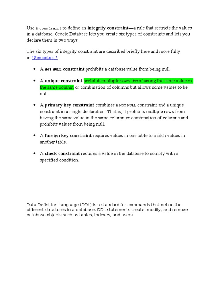 "Semantics ": Constraint | PDF