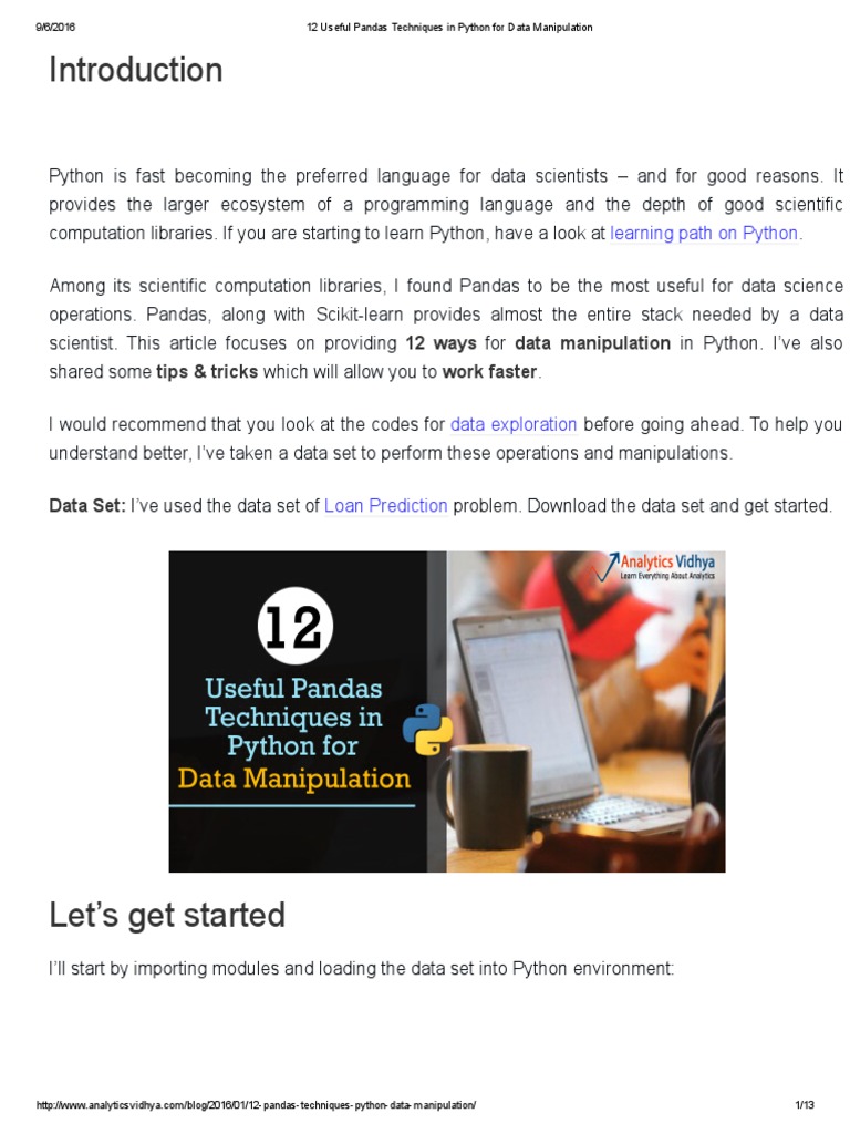12 Useful Pandas Techniques in Python For Data Manipulation PDF | PDF ...