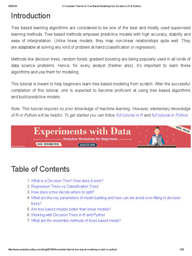 A Complete Tutorial On Tree Based Modeling From Scratch (In R & Python) PDF | PDF | Regression ...