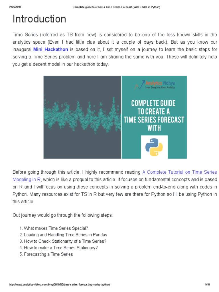 Complete Guide To Create A Time Series Forecast (With Codes in Python) PDF | PDF | Time Series ...