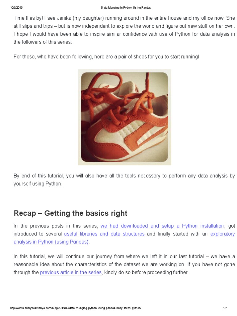 Data Munging in Python Using Pandas PDF | PDF | Variable (Computer Science) | Mean