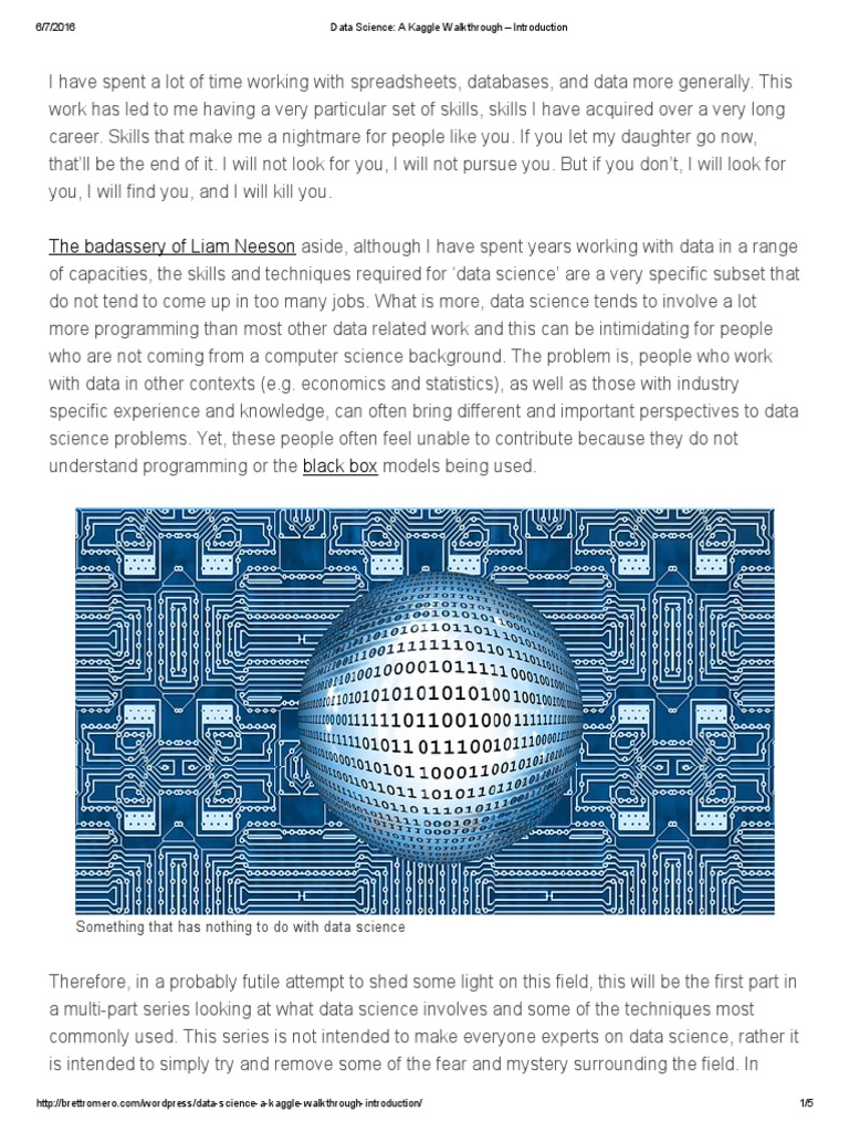 Data Science - A Kaggle Walkthrough - Introduction - 1 PDF | PDF | Statistical Classification ...