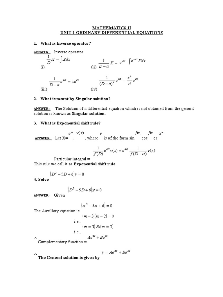 Math II 2 - Marks | PDF | Ordinary Differential Equation | Differential ...